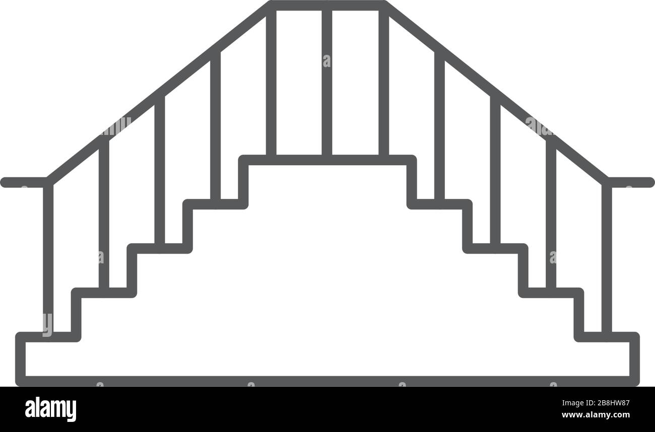 Stairs with handrail vector icon symbol isolated on white background ...