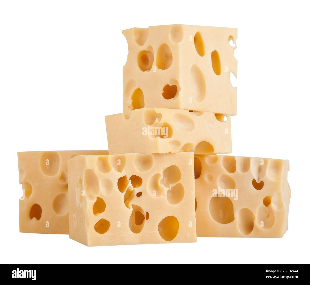 The perfect pieces of swiss cheese isolated on white background with ...