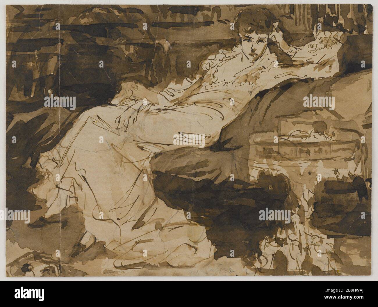 Portrait of Sarah Bernhardt, preparatory study Georges Clairin (1843 ...