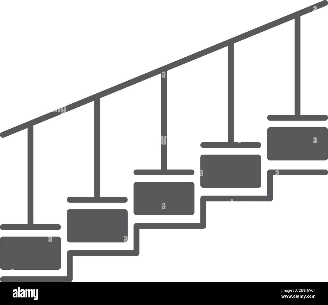 Stairs with handrail vector icon symbol isolated on white background ...