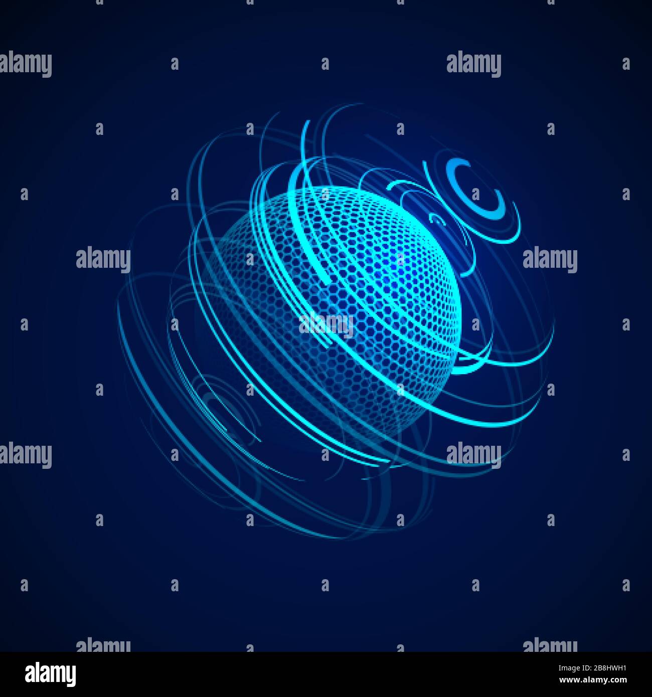 Sci-fi abstract neon sphere. Futuristic digital background. HUD element ...
