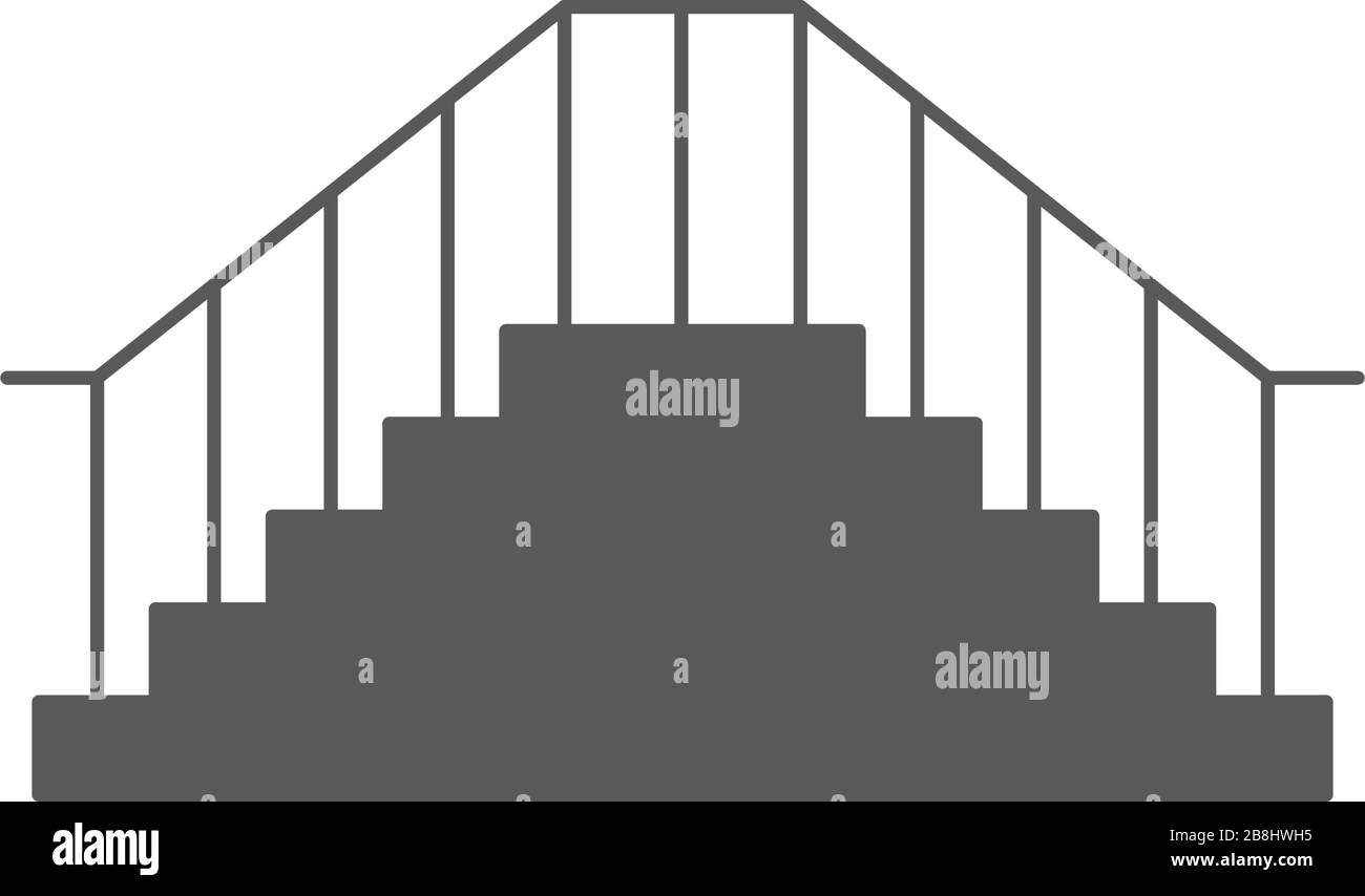 Stairs with handrail vector icon symbol isolated on white background ...