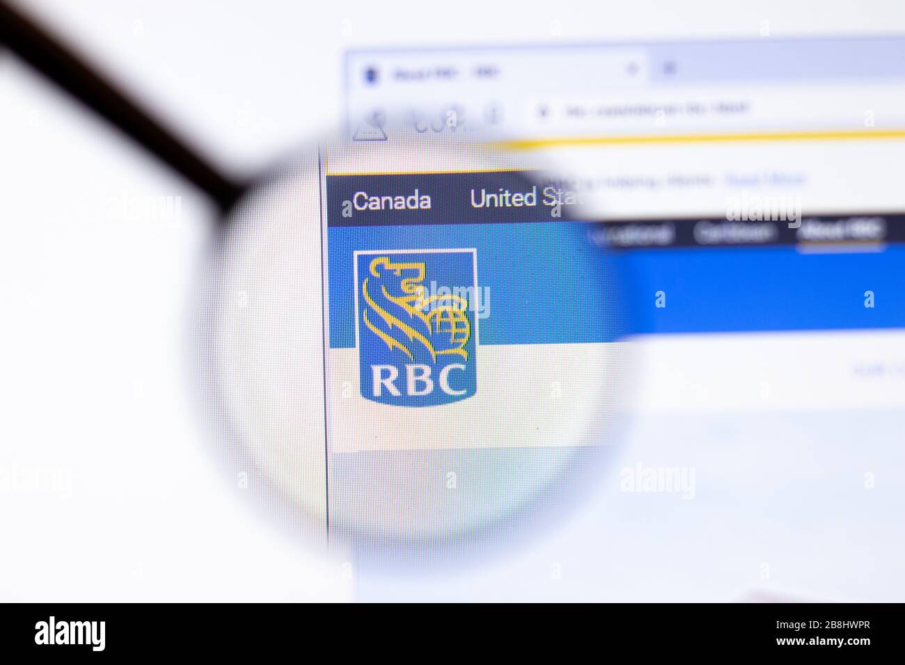 Los Angeles, California, USA - 20 March 2020: Royal Bank of Canada RBC ...