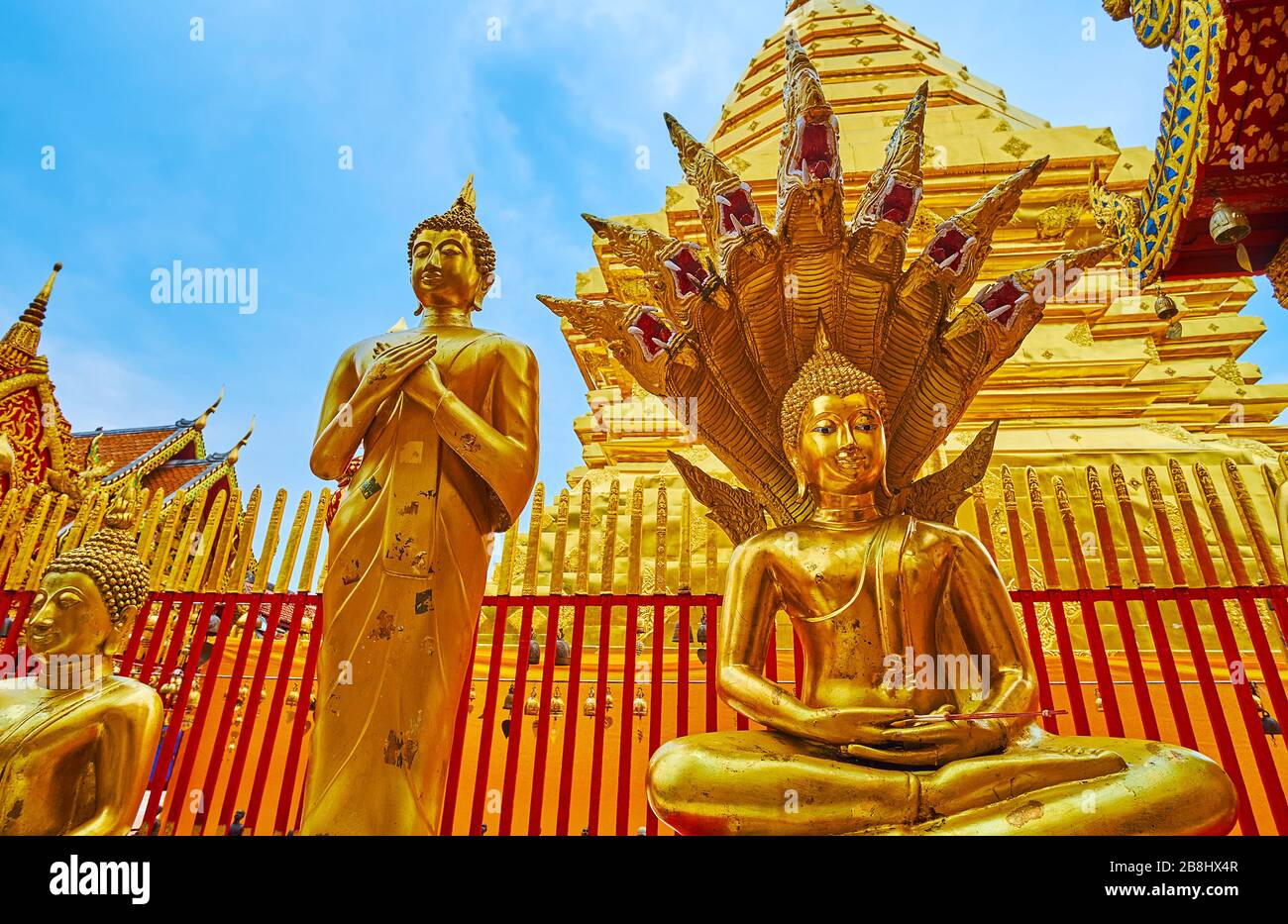 CHIANG MAI, THAILAND - MAY 7, 2019: The golden Naga-Raja Buddha Image ...