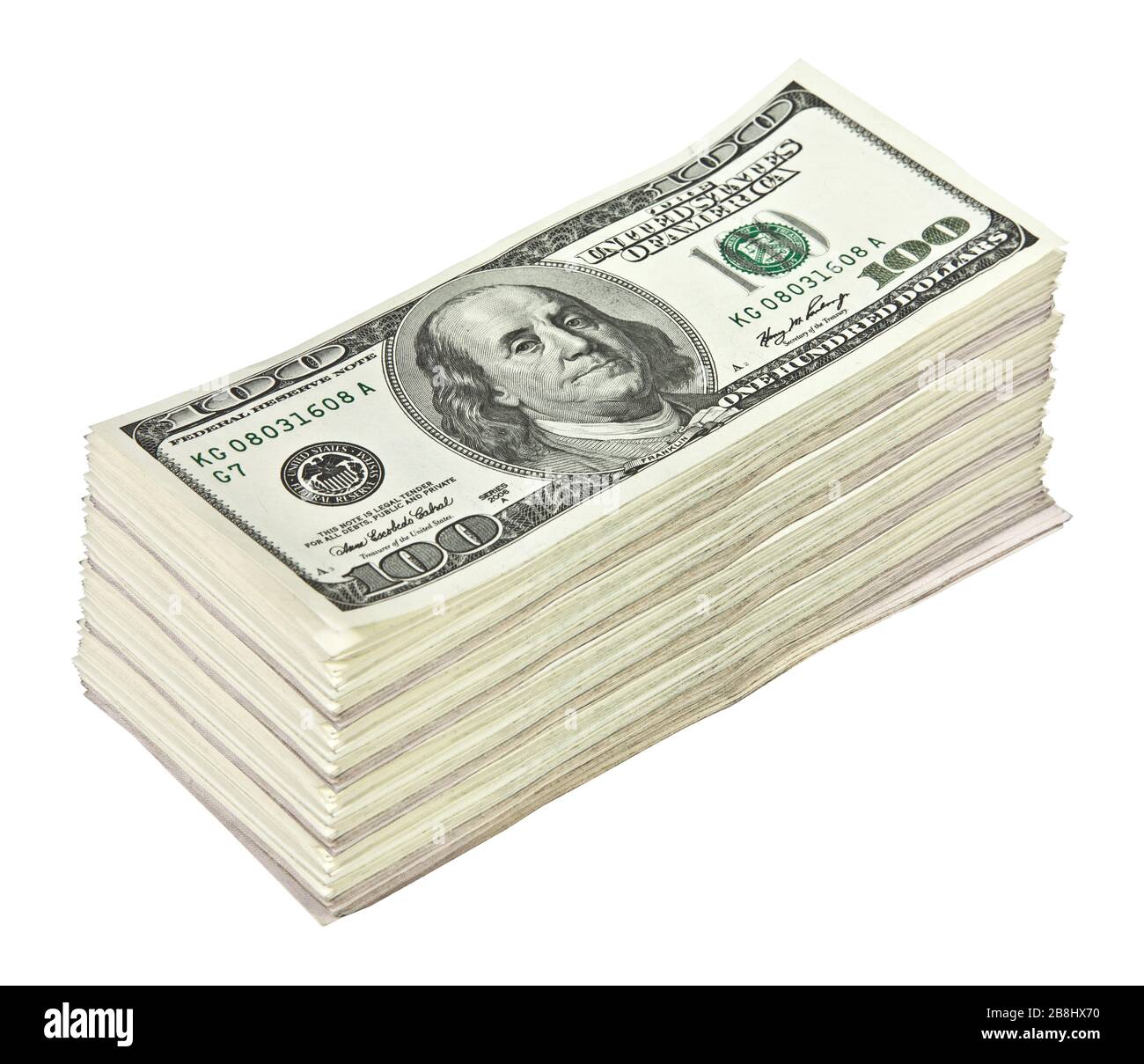 big sheaf of money isolated on white Stock Photo - Alamy
