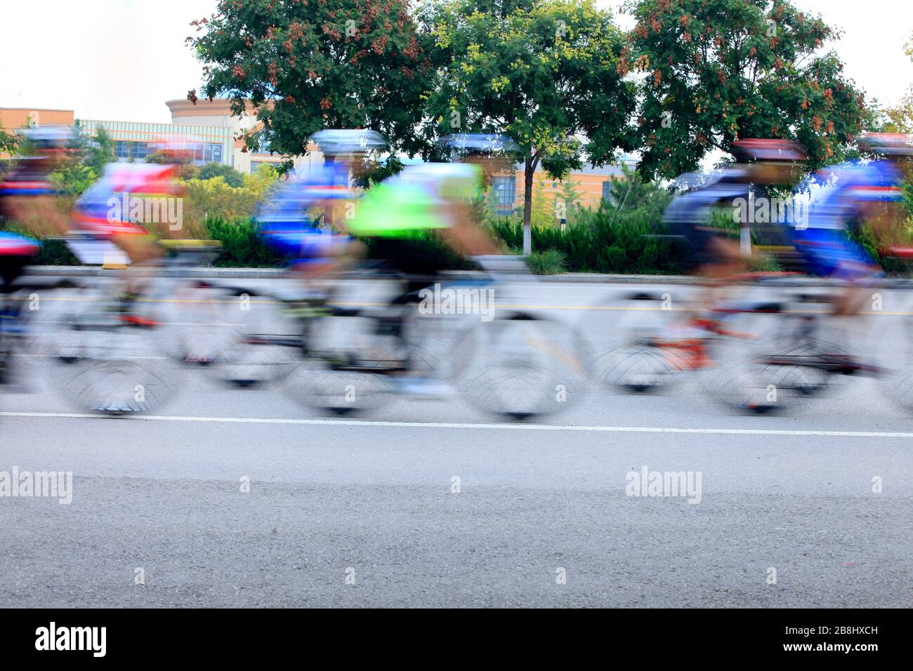 Cycling competition,cyclist athletes riding a race at high speed Stock ...