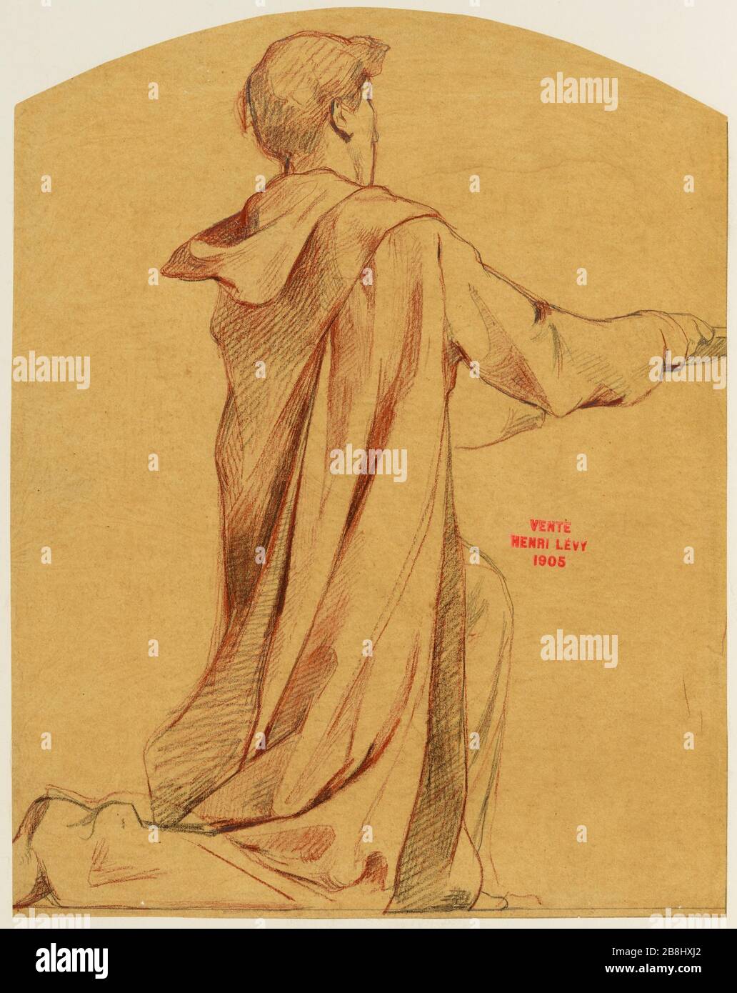 Study of a kneeling monk, back Stock Photo - Alamy