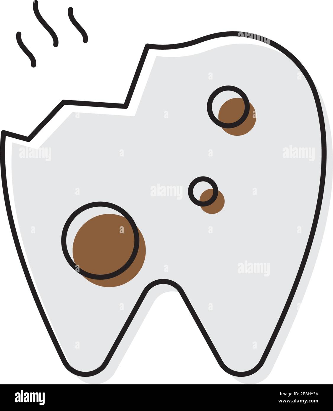 Decayed teeth vector icon symbol dental disease isolated on white ...