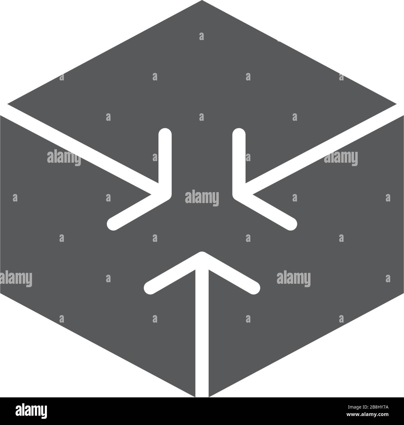 Cube with arrows vector icon symbol isolated on white background Stock ...