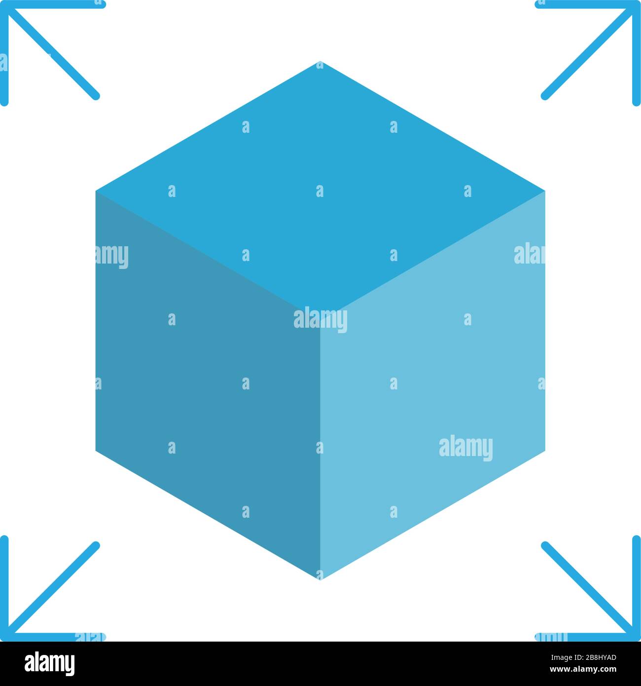 Cube with arrows vector icon symbol isolated on white background Stock ...