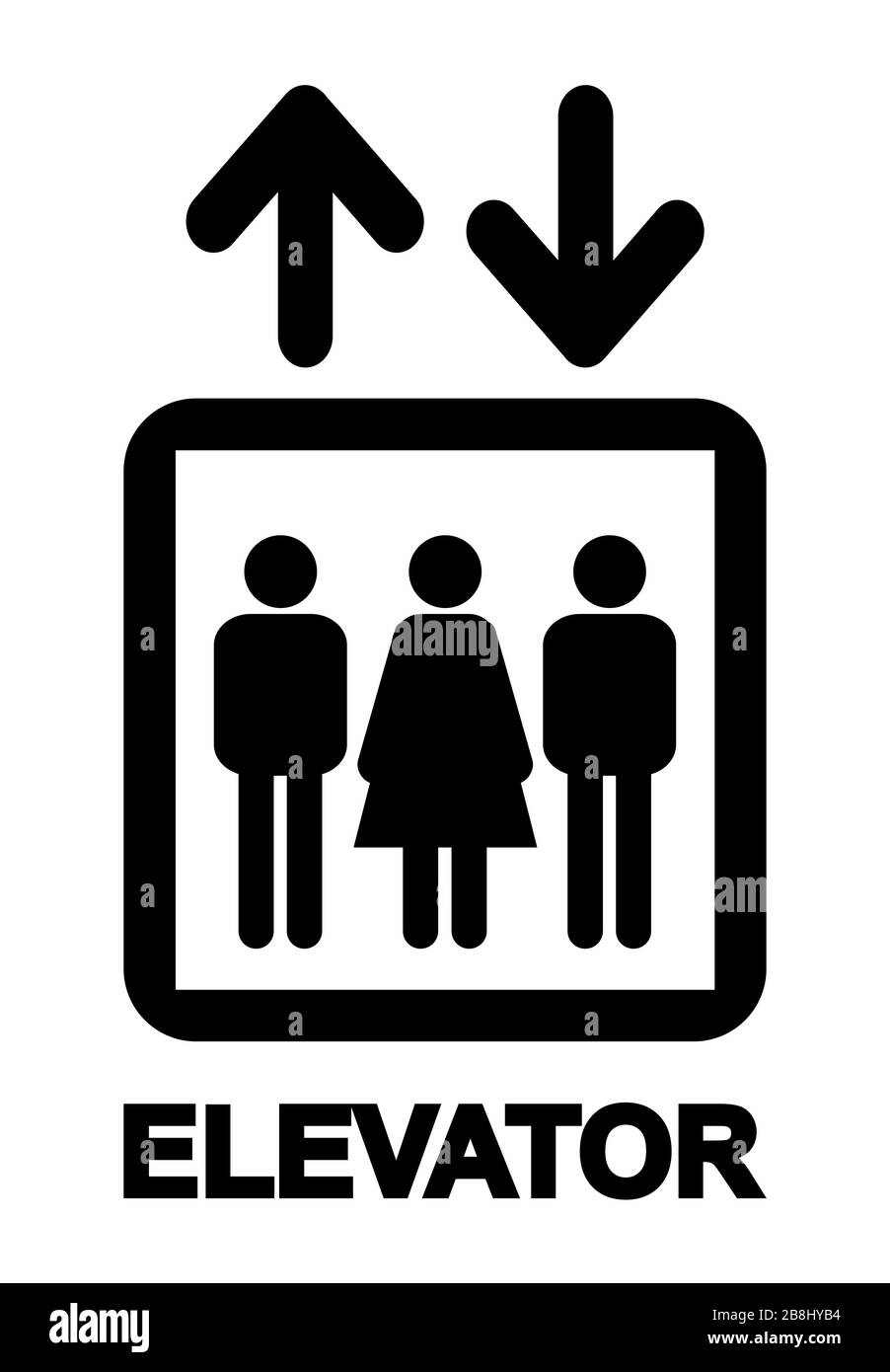 A traditional old style elevator or lift sign with male and female ...