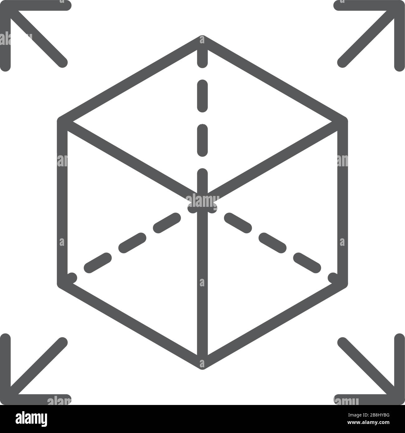 Cube with arrows vector icon symbol isolated on white background Stock ...