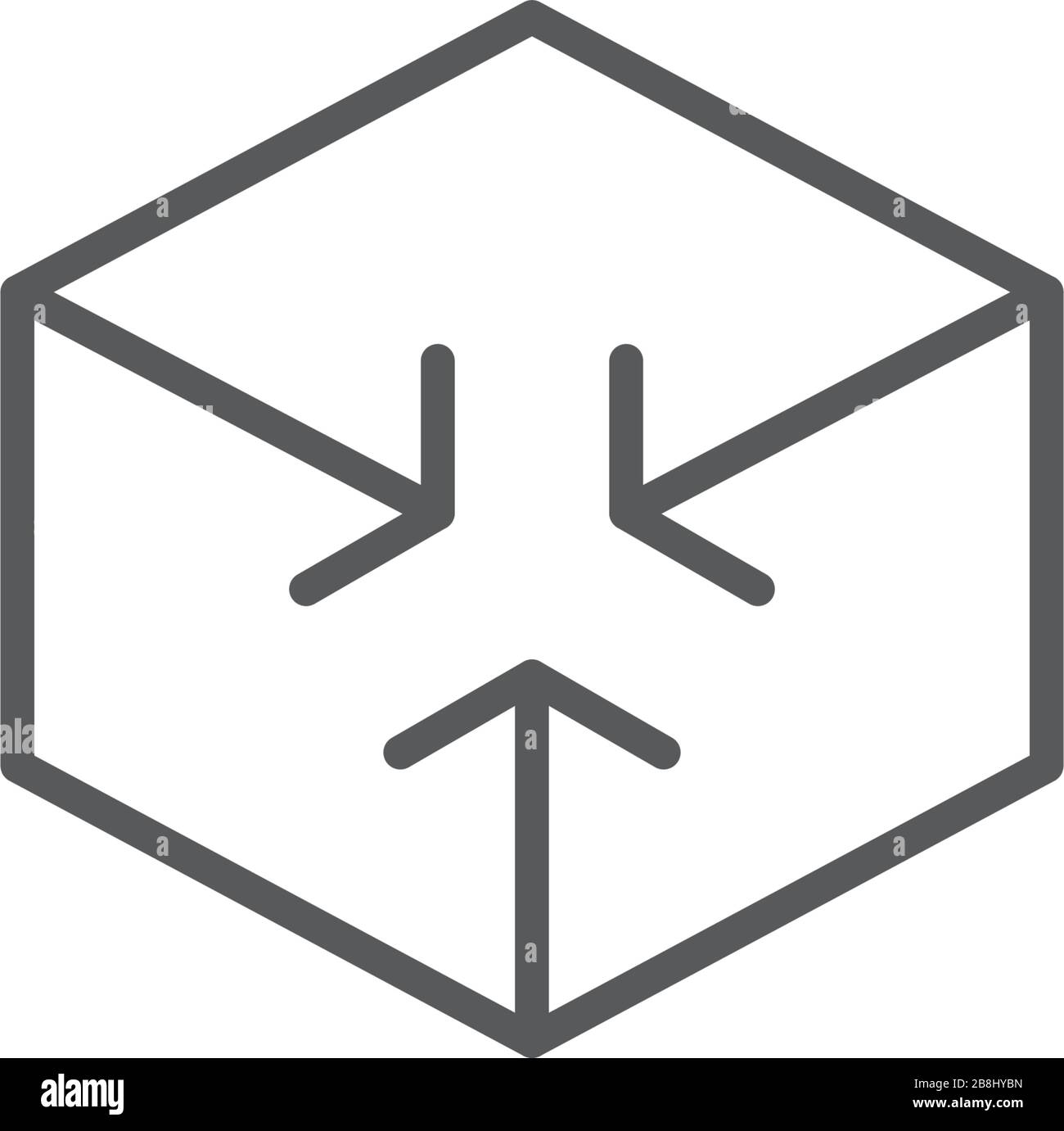 Cube with arrows vector icon symbol isolated on white background Stock ...