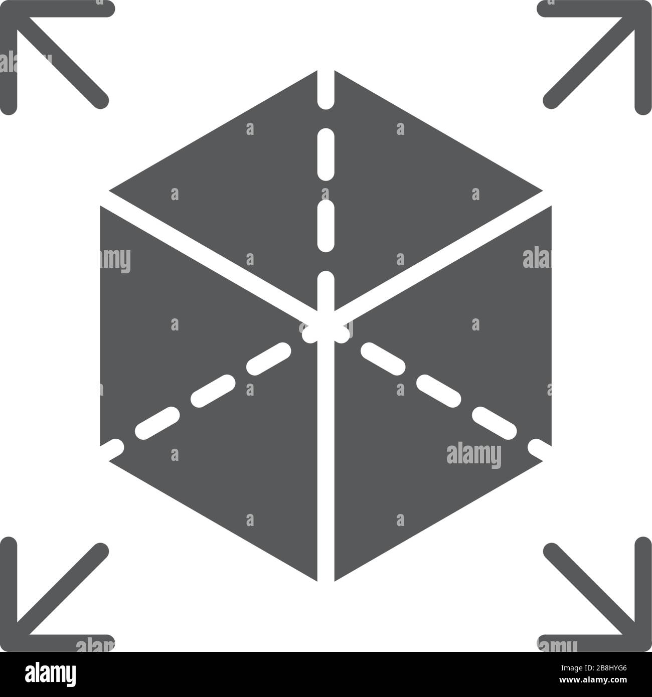Cube with arrows vector icon symbol isolated on white background Stock ...