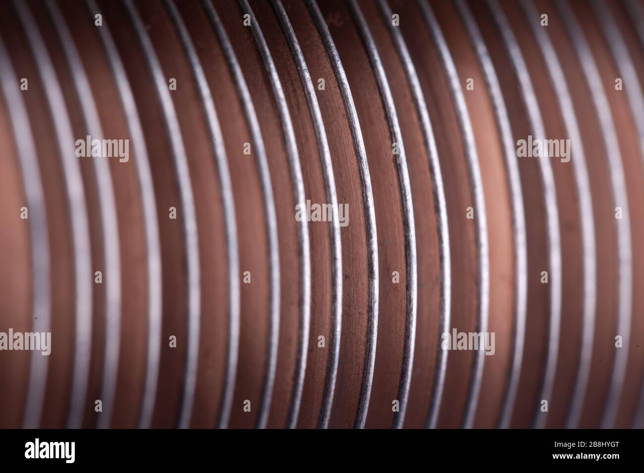 Close-up flat copper twisted plates at the factory for the manufacture ...