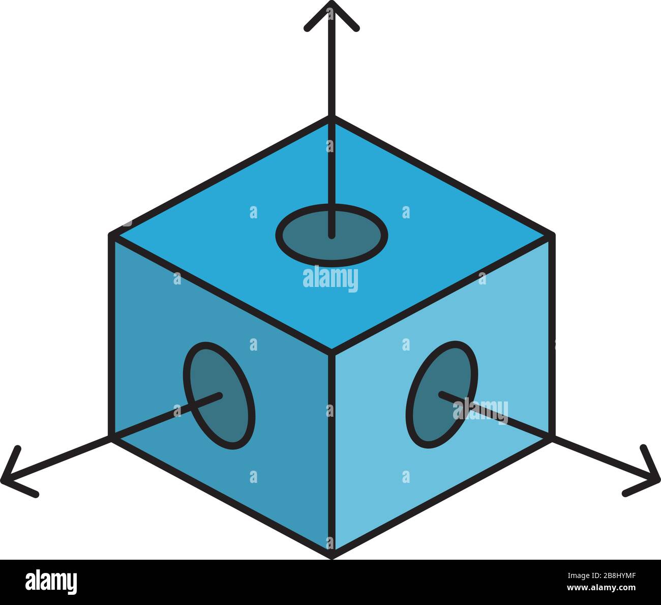 Cube with arrows vector icon symbol isolated on white background Stock ...