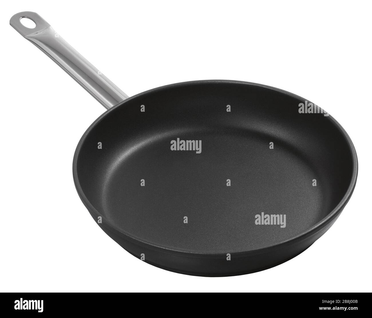 Large metal frying pan, image is taken over a white background Stock ...