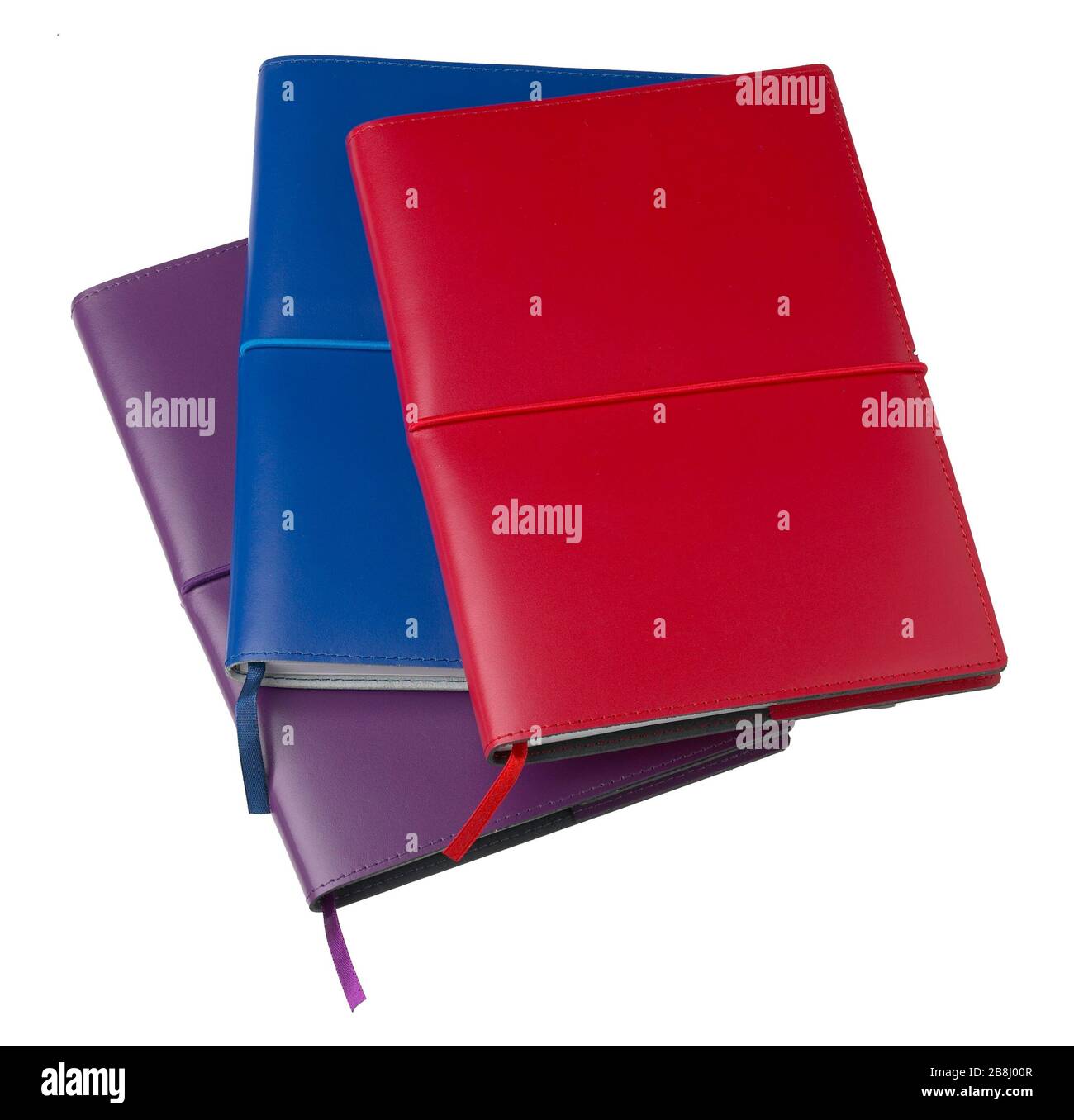 Closed colored Leather Notebooks isolated on white Stock Photo - Alamy