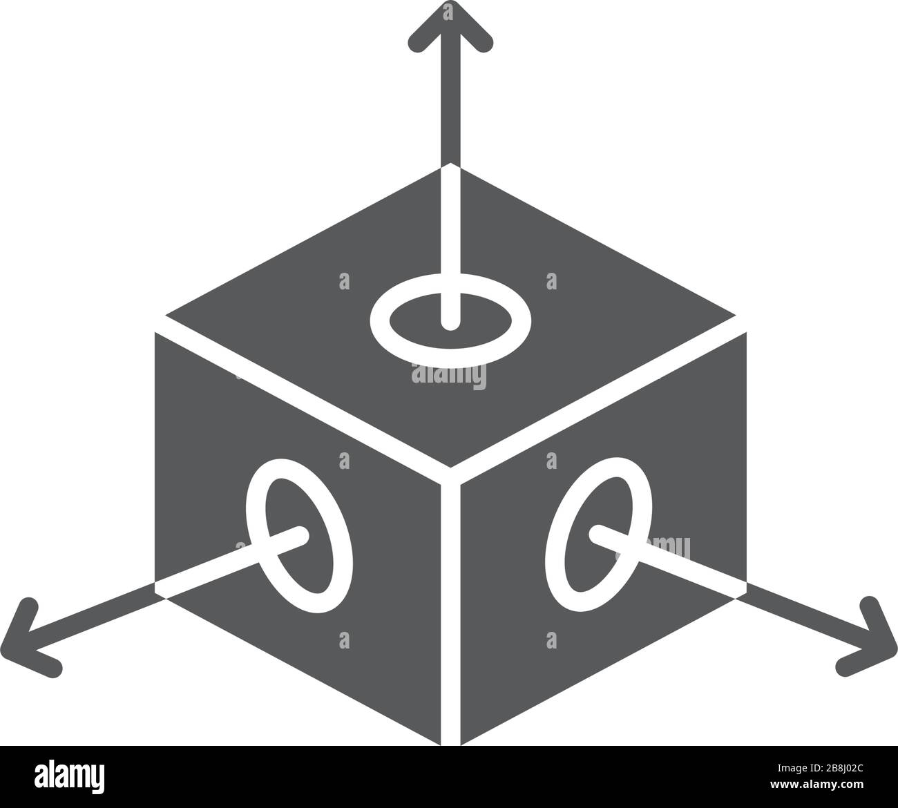 Cube with arrows vector icon symbol isolated on white background Stock ...