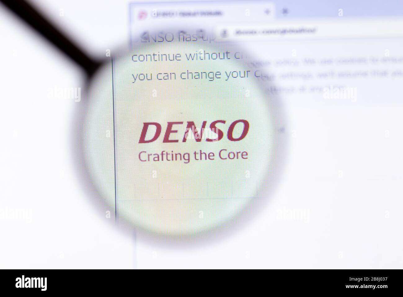 Los Angeles, California, USA - 20 March 2020: Denso company logo on ...