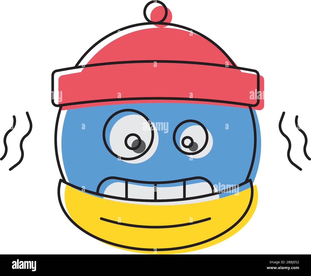 Cold freezing emoticon vector icon symbol emoji isolated on white ...