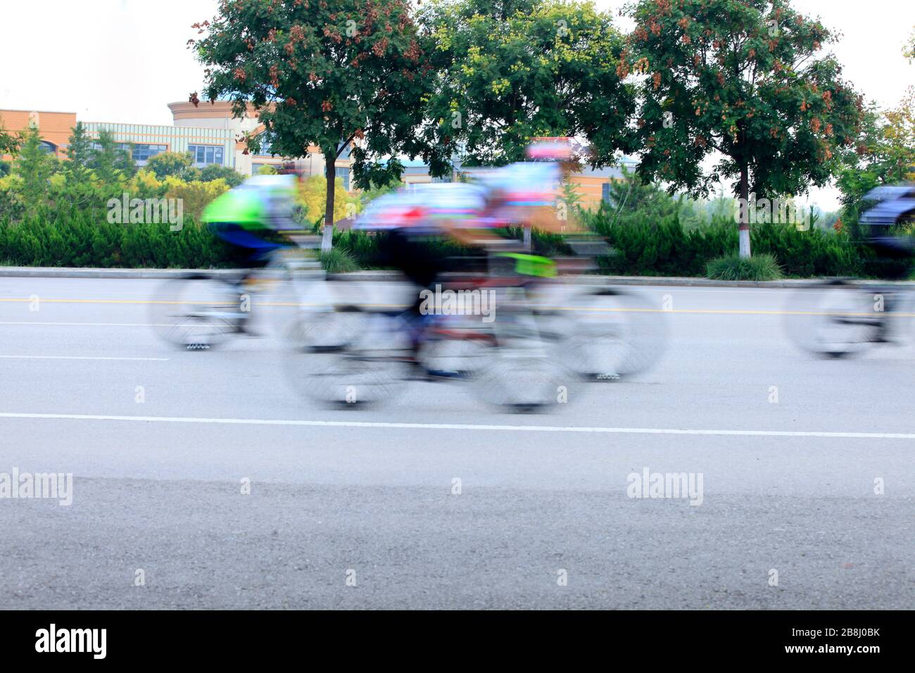 Cycling competition,cyclist athletes riding a race at high speed Stock ...