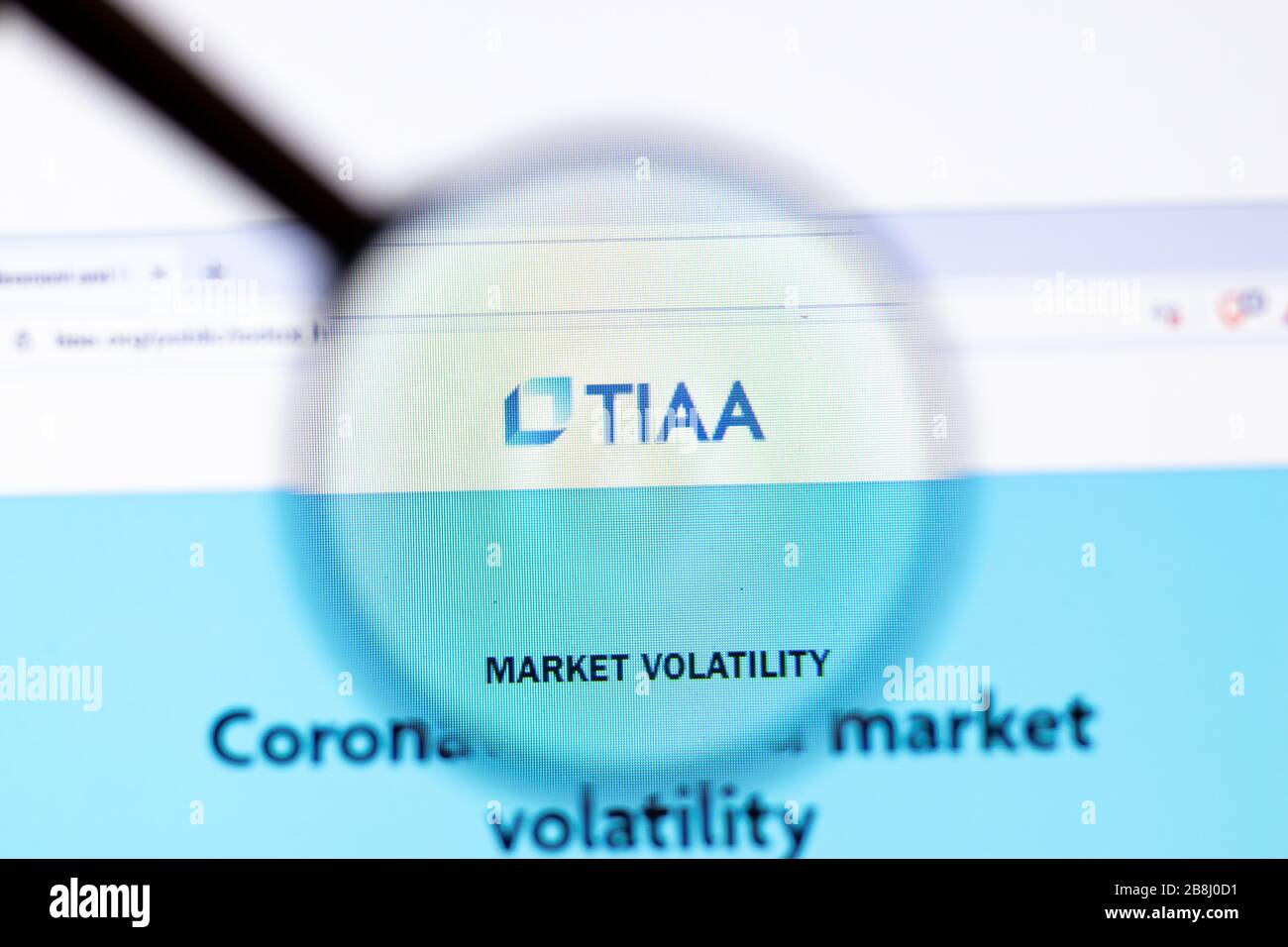 Los Angeles, California, USA - 20 March 2020: TIAA company logo on ...