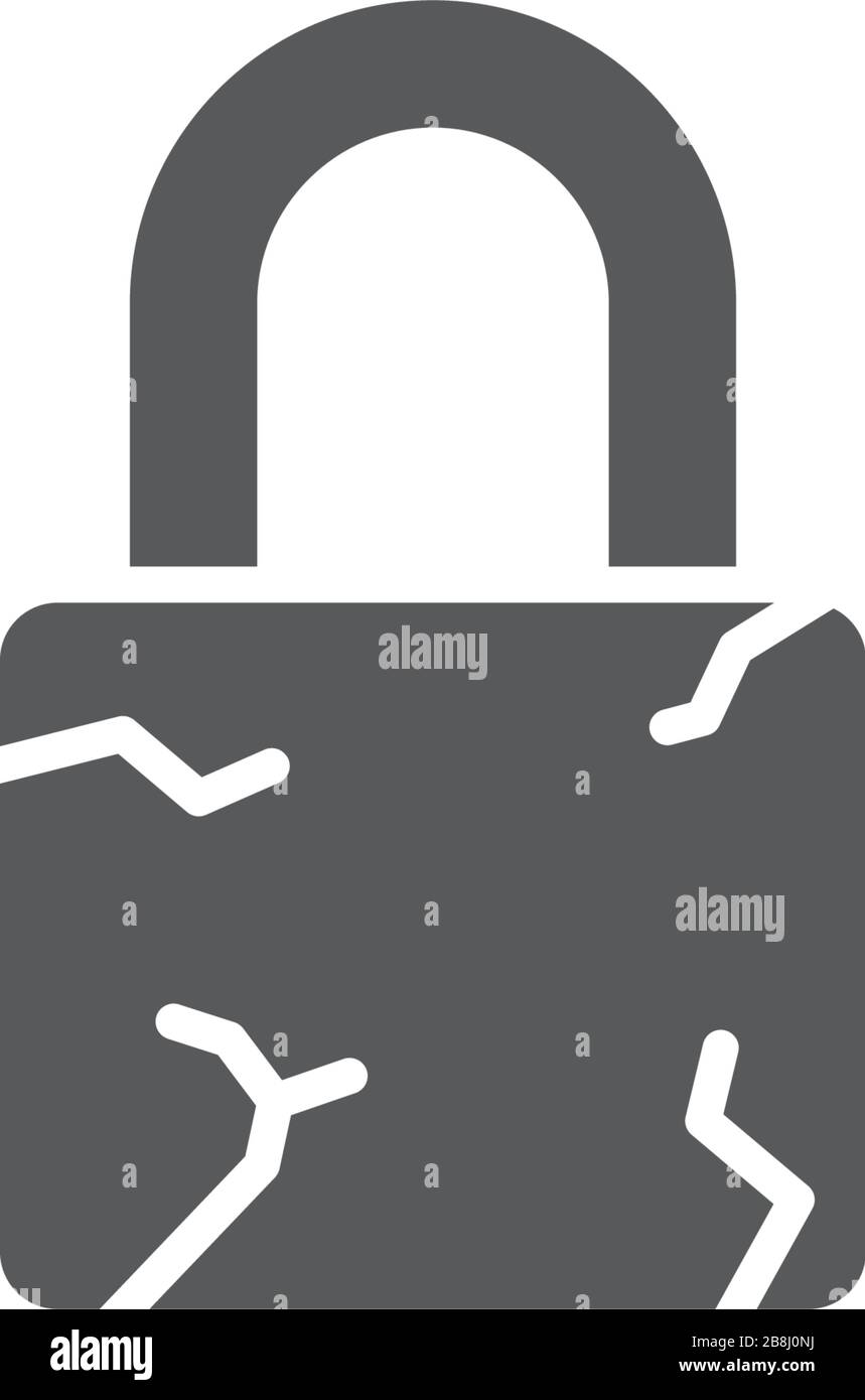 Broken padlock vector icon symbol security isolated on white background ...