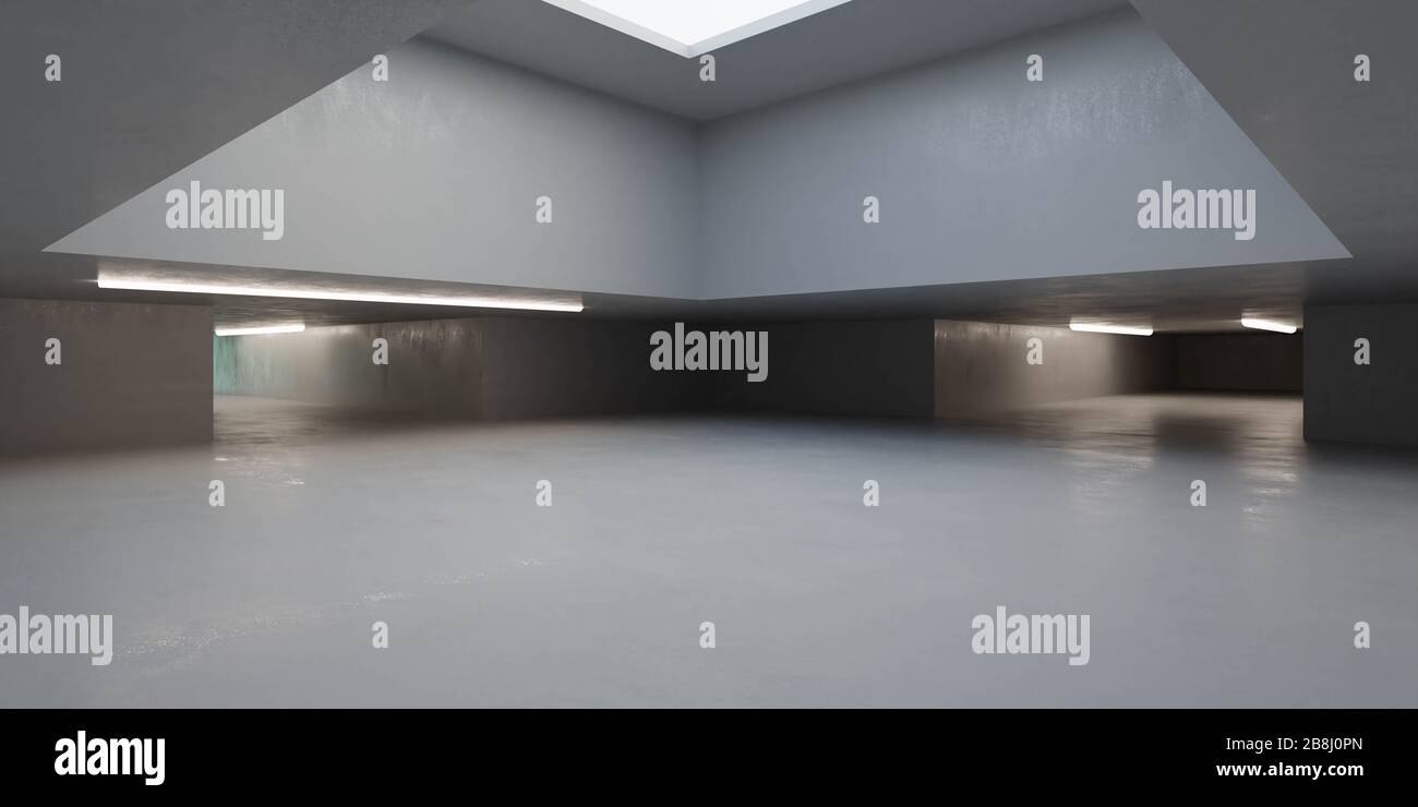 Abstract modern futuristic architecture and concrete urban basement ...