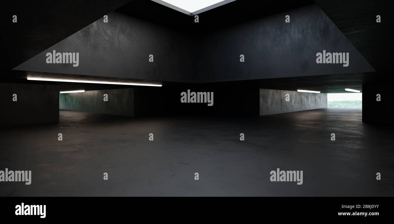 Abstract modern futuristic architecture and concrete urban basement ...