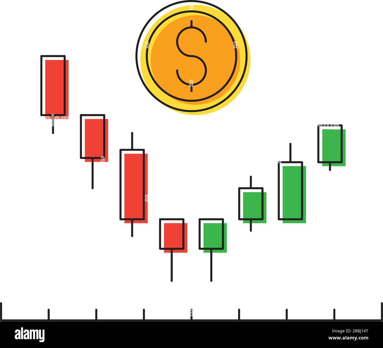 Candlestick chart vector icon symbol trading isolated on white ...