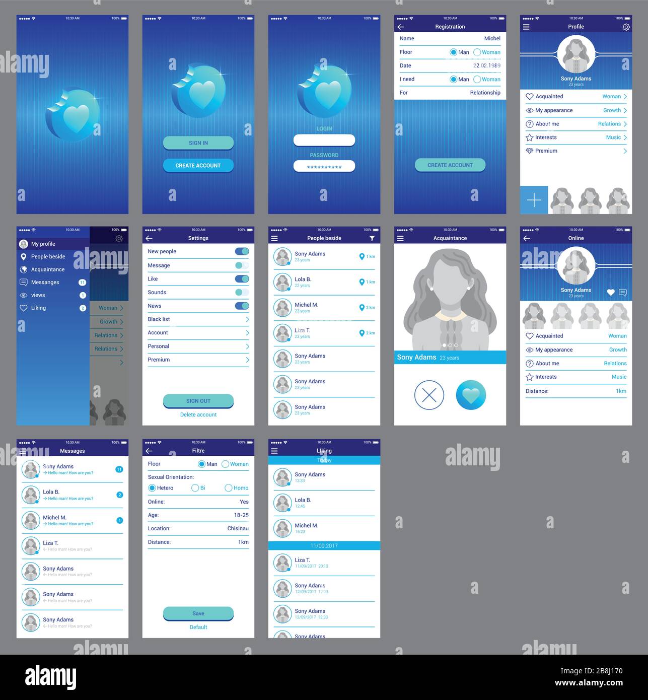 love app ui design mobile user interface Stock Vector Image & Art - Alamy