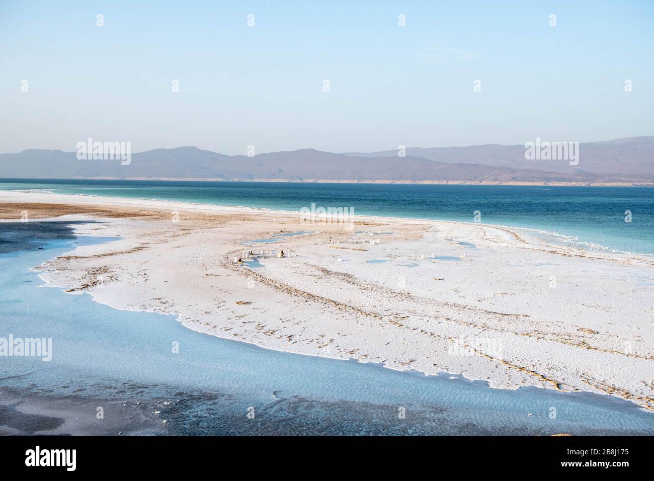 Africa, Djibouti, Lake Assal. Landscape view of lake Assal with ...