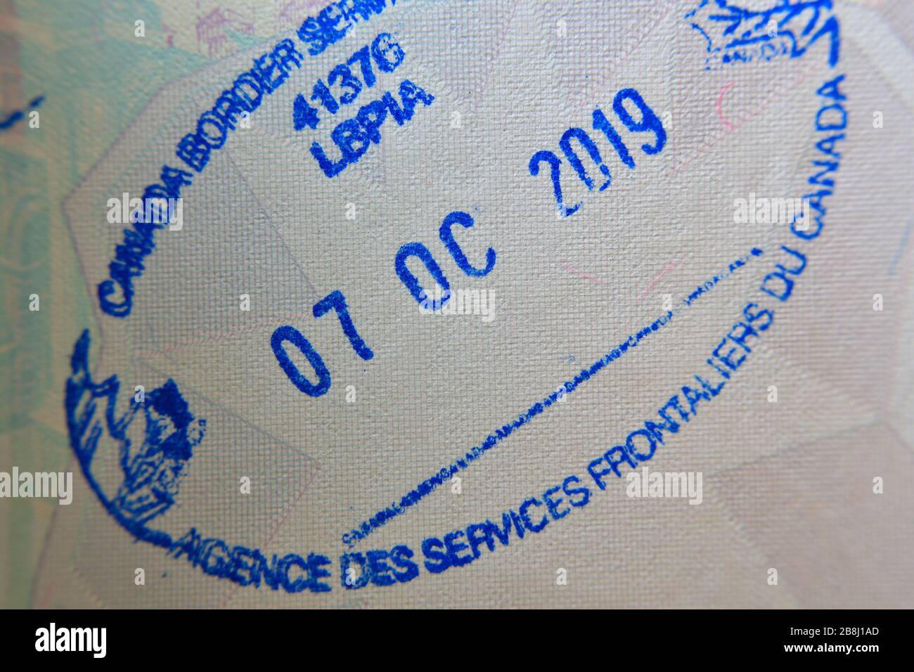 Canada passport stamp hi-res stock photography and images - Alamy