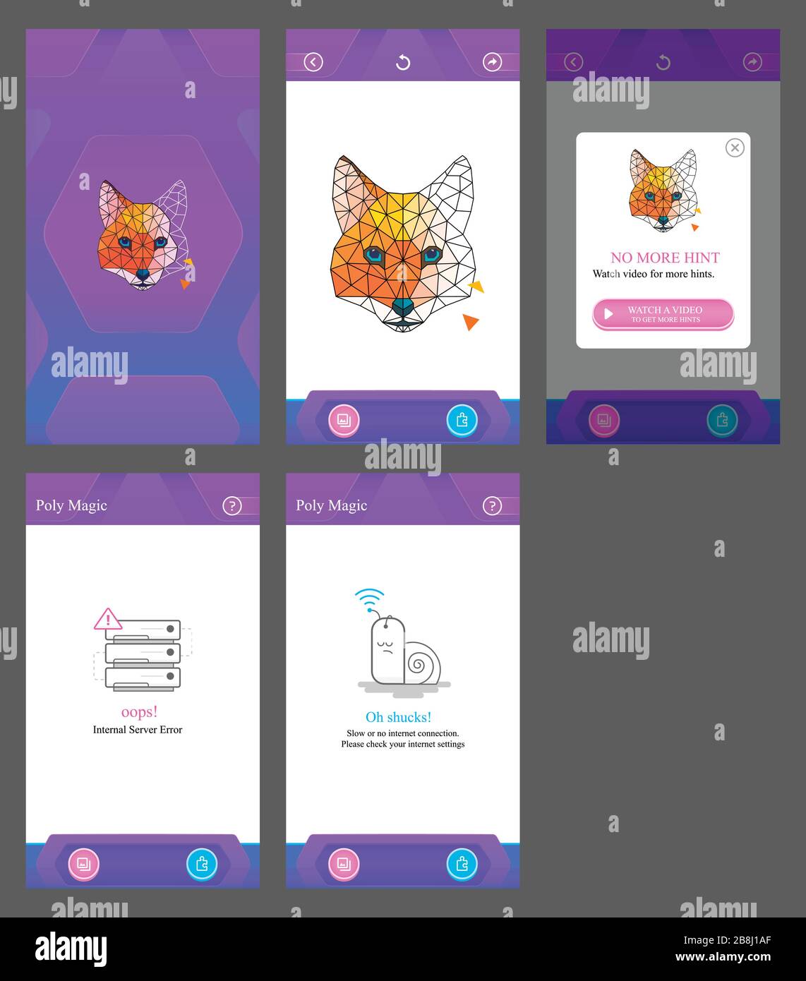 pixel coloring app ui design mobile user interface Stock Vector Image ...