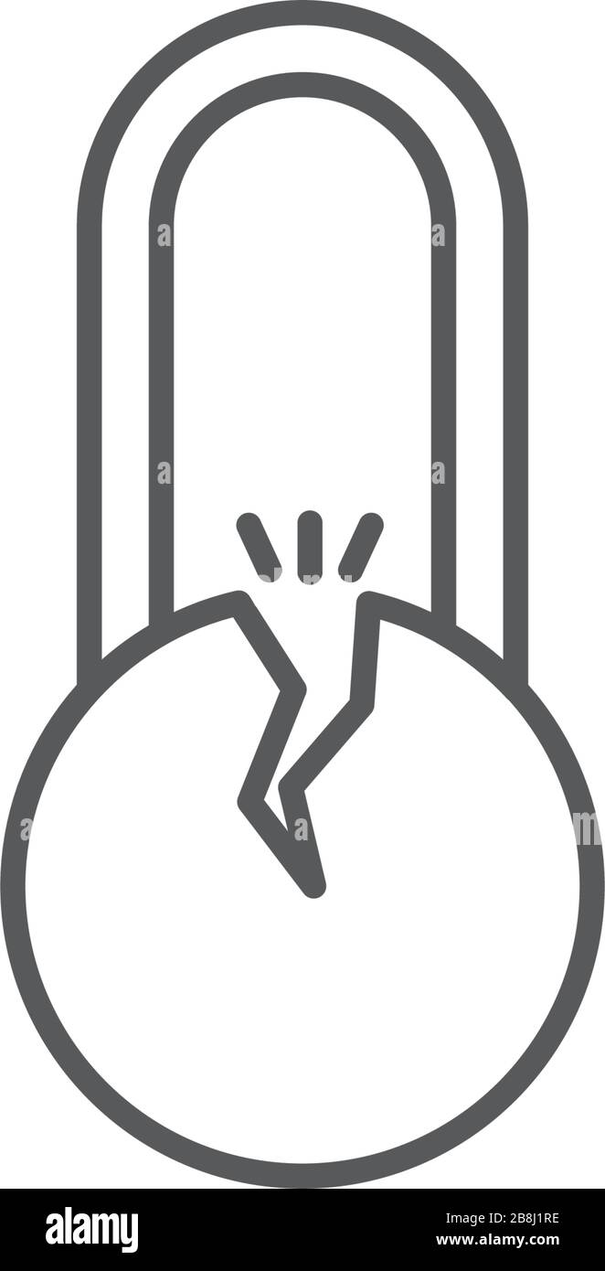 Broken padlock vector icon symbol security isolated on white background ...