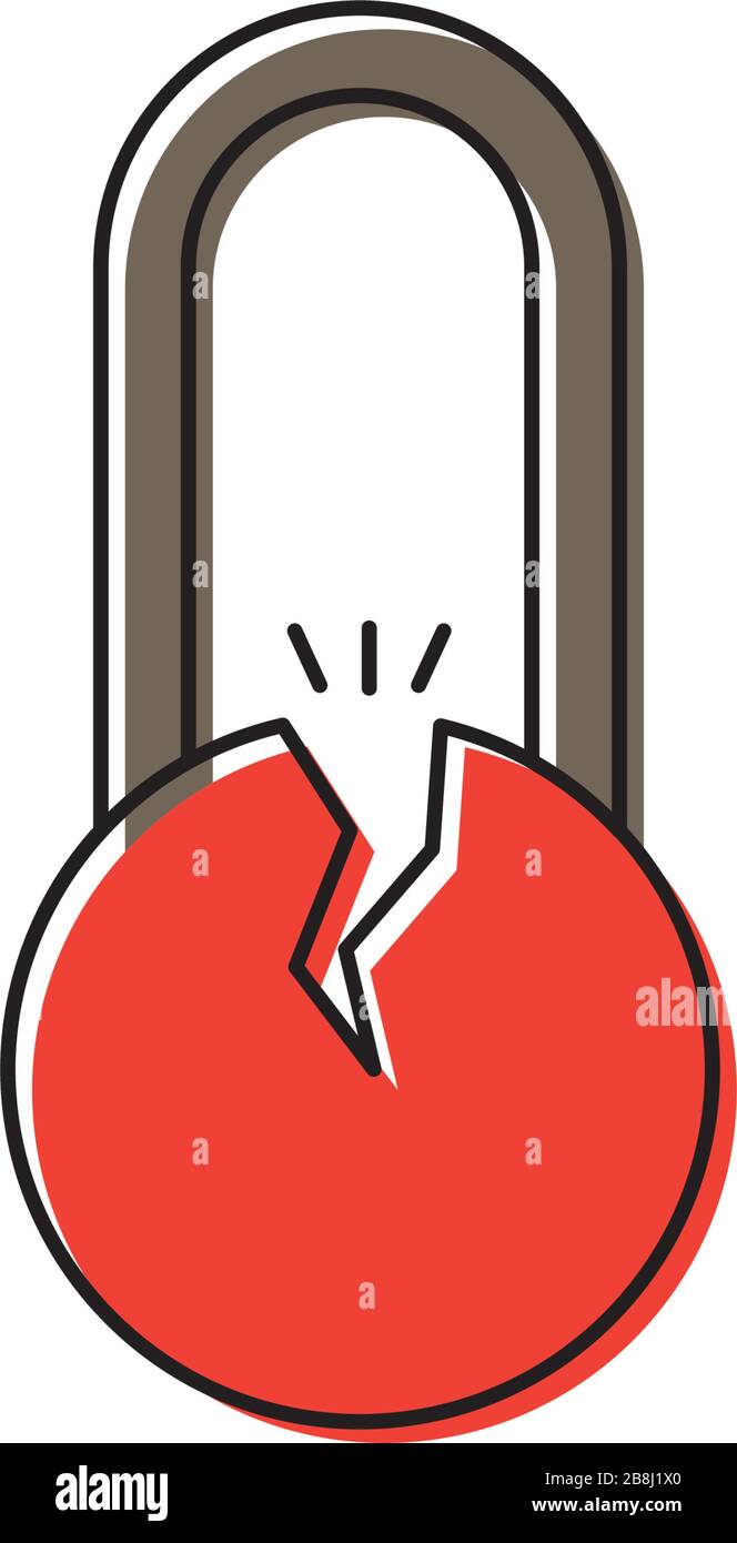 Broken padlock vector icon symbol security isolated on white background ...