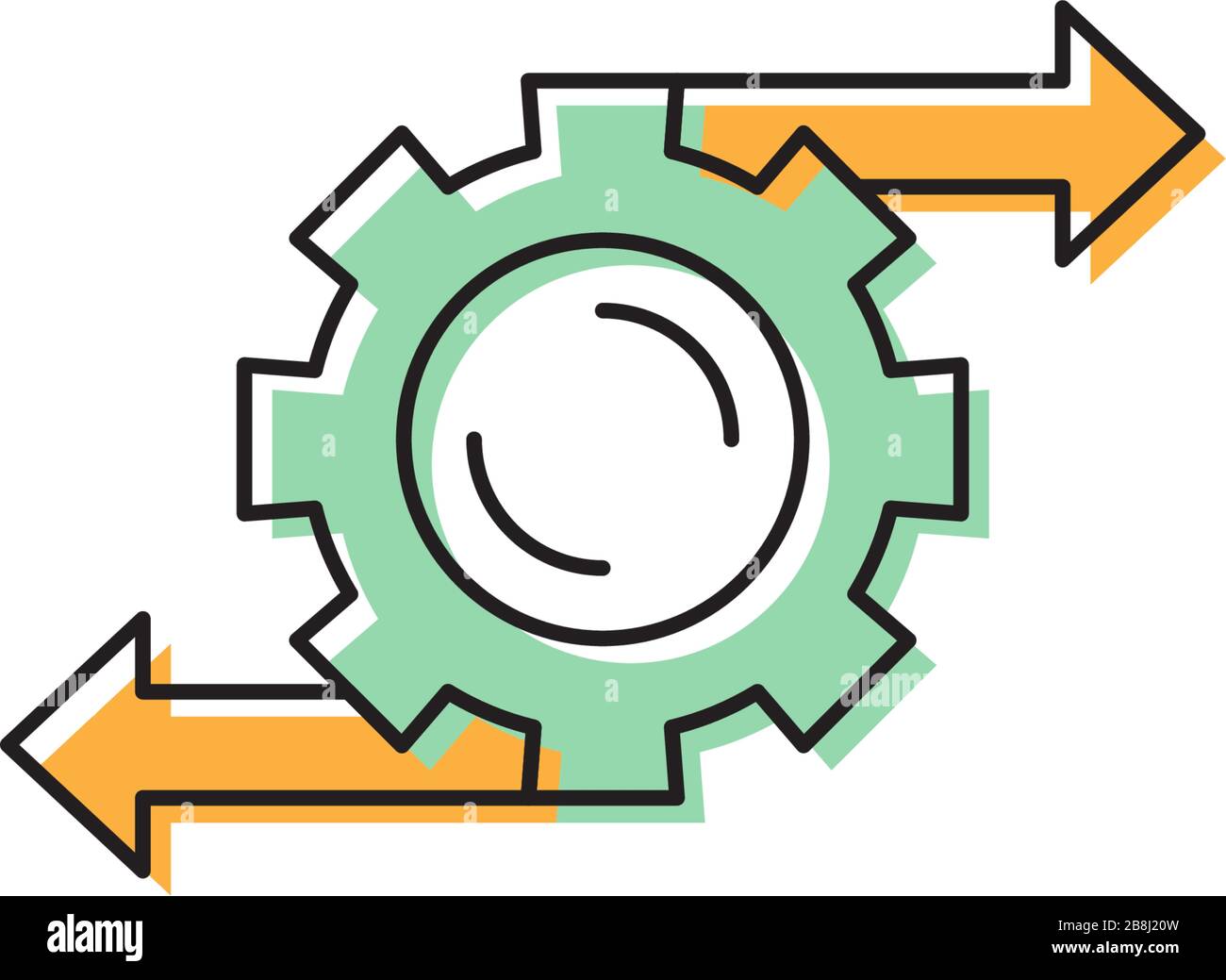 Arrows and gears vector icon symbol isolated on white background Stock ...