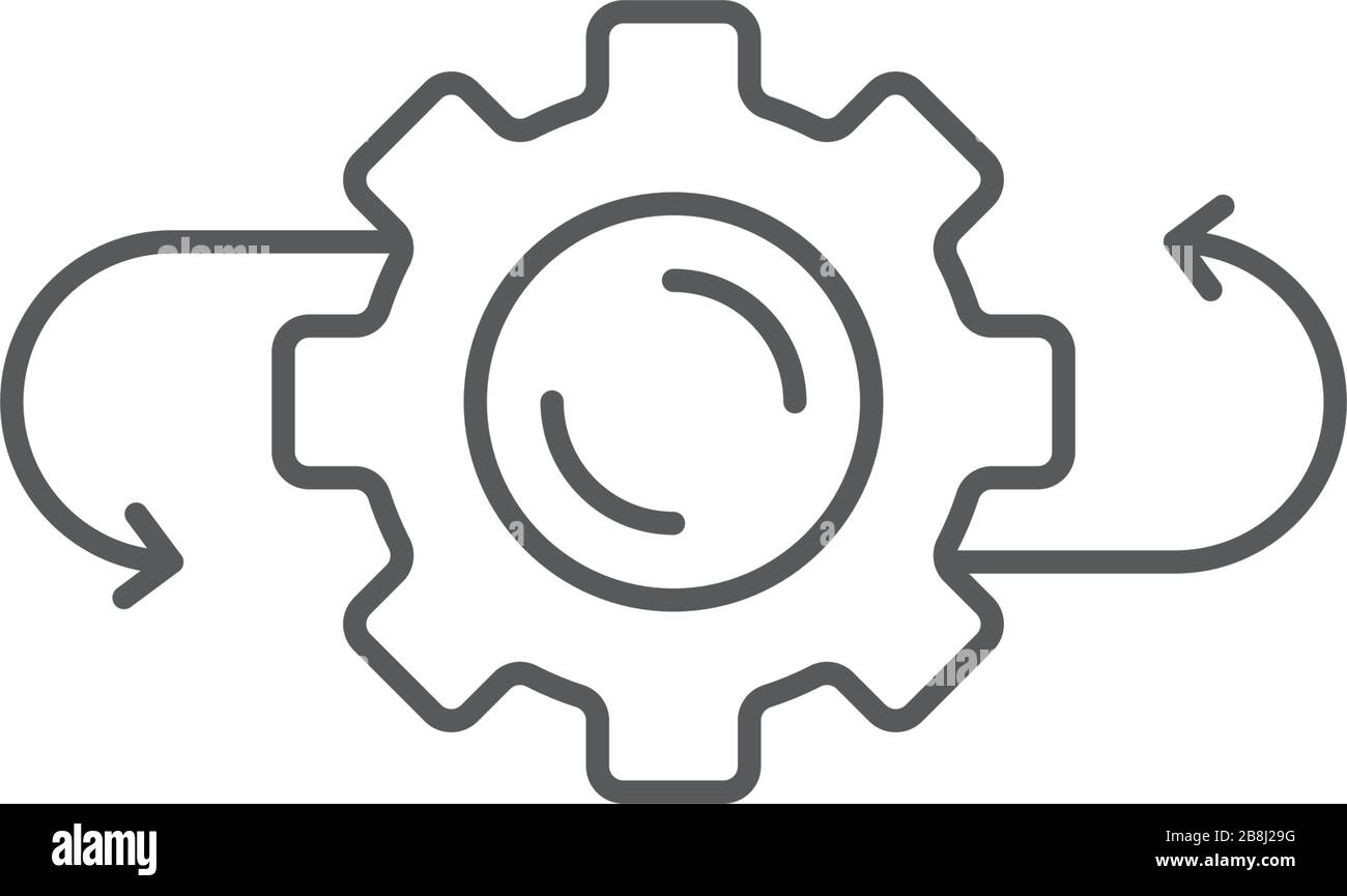 Arrows and gears vector icon symbol isolated on white background Stock ...