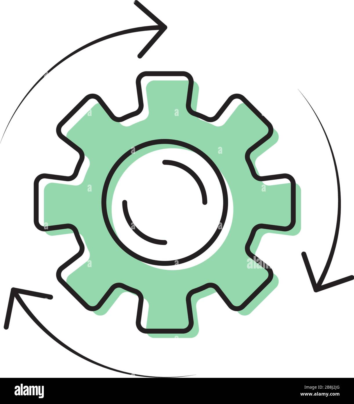 Arrows and gears vector icon symbol isolated on white background Stock ...