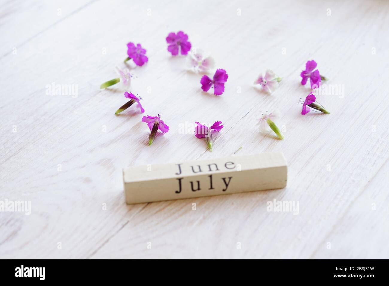 first day of July, colorful background with calendar, flowers Stock ...