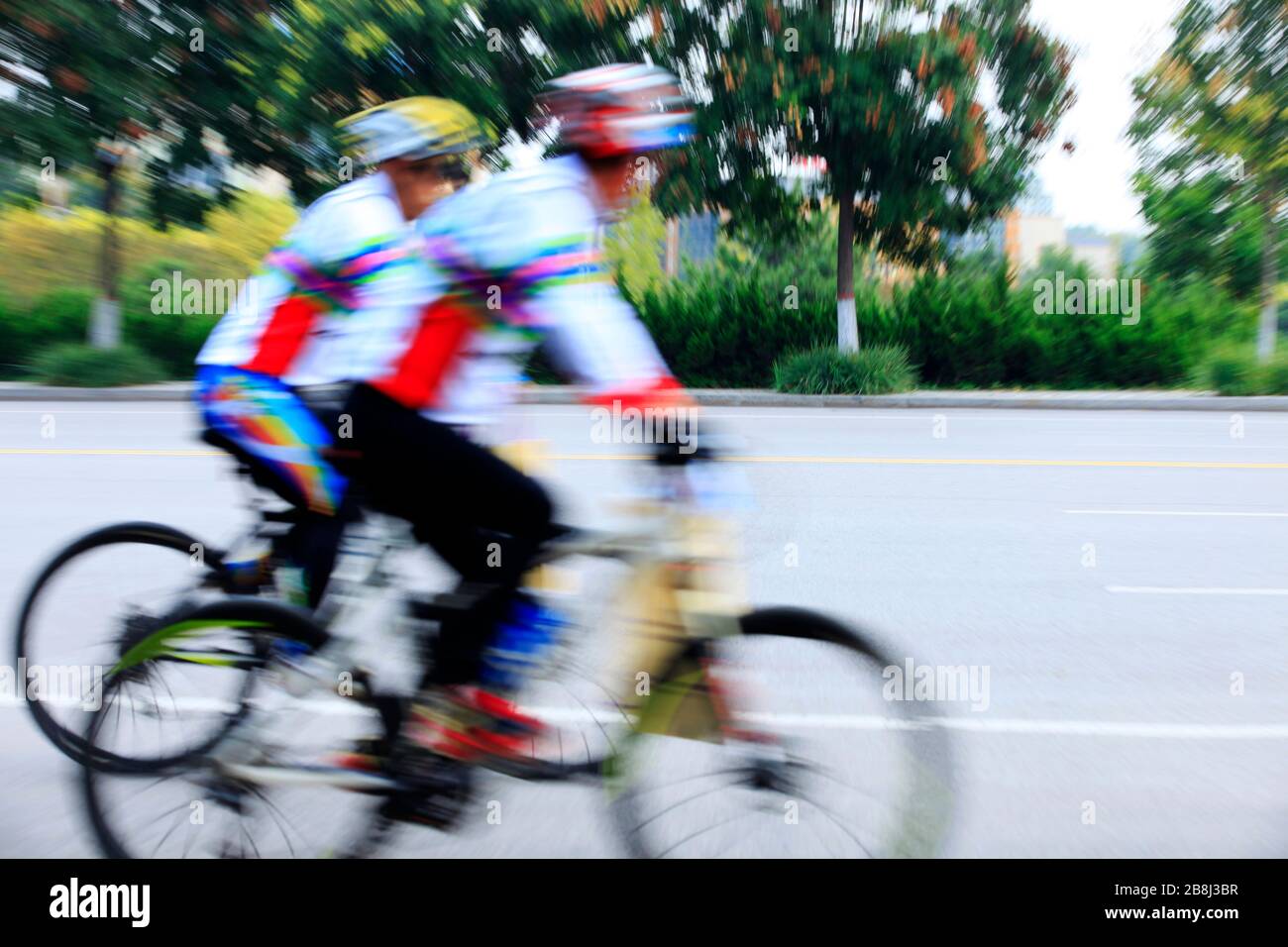 Cycling competition,cyclist athletes riding a race at high speed Stock ...