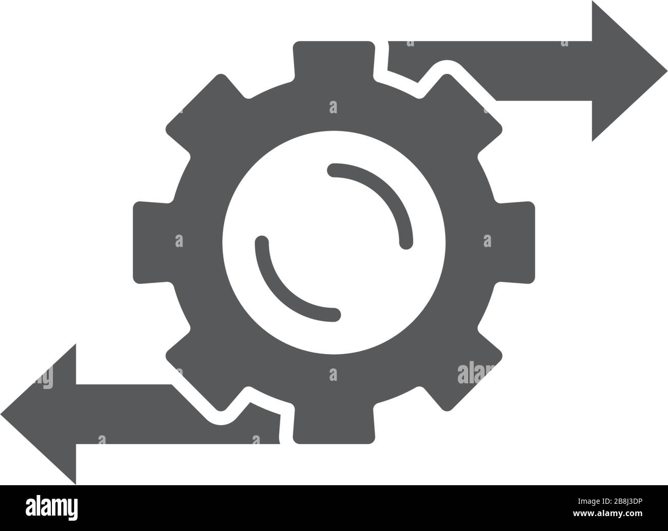 Arrows and gears vector icon symbol isolated on white background Stock ...