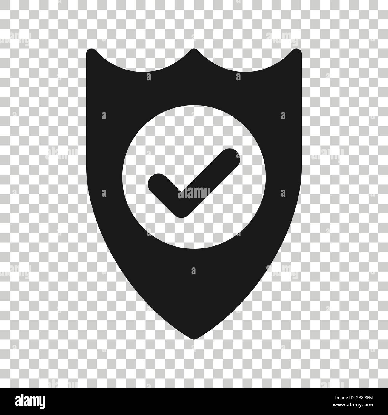 Shield with check mark icon in flat style. Protect vector illustration ...