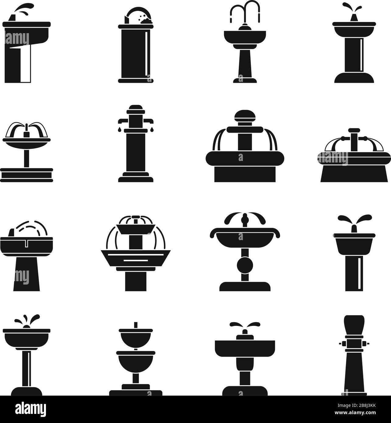 City drinking fountain icons set. Simple set of city drinking fountain ...