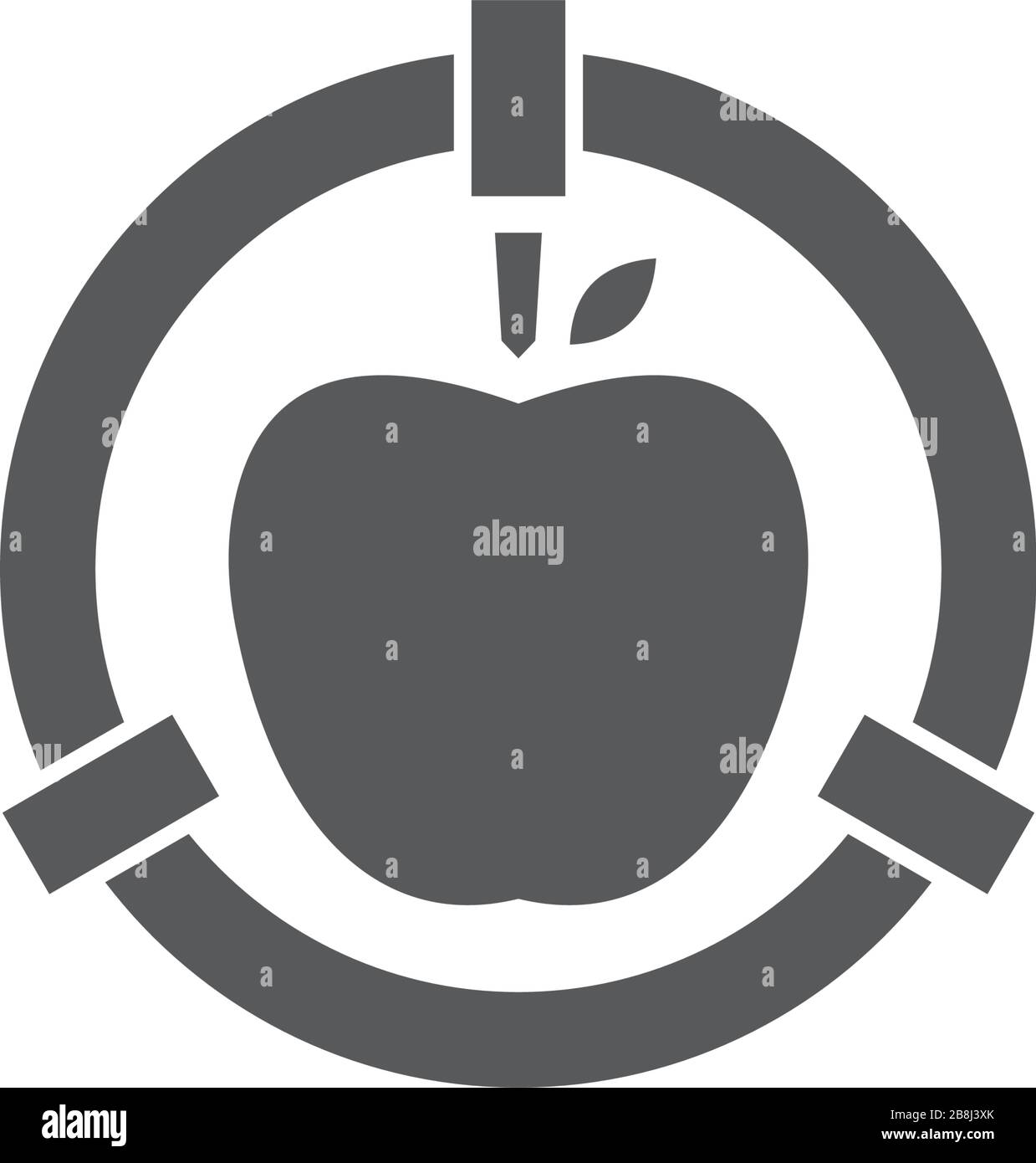 Apple with target vector icon symbol isolated on white background Stock ...