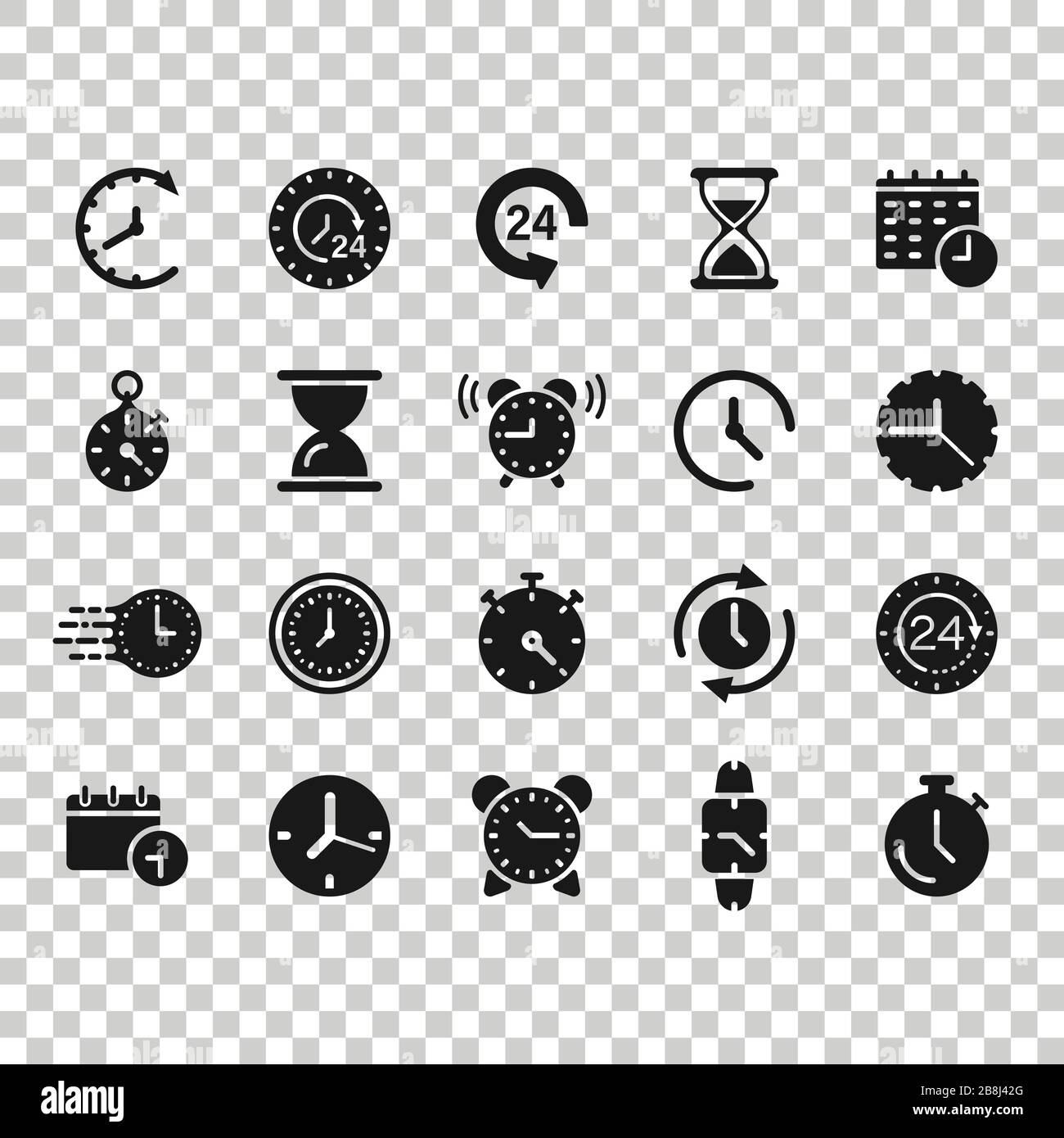 Time icon set in flat style. Agenda clock vector illustration on white ...