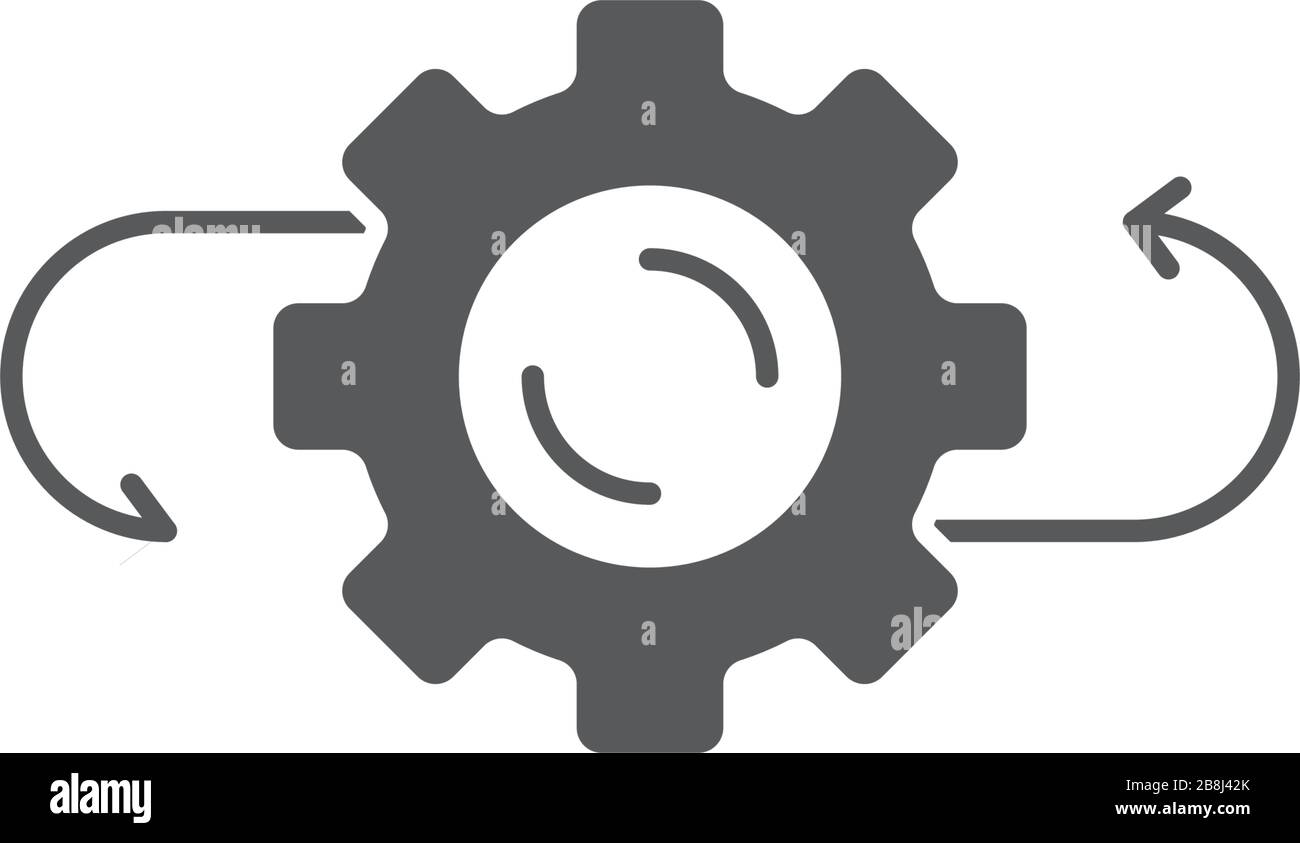 Arrows and gears vector icon symbol isolated on white background Stock ...