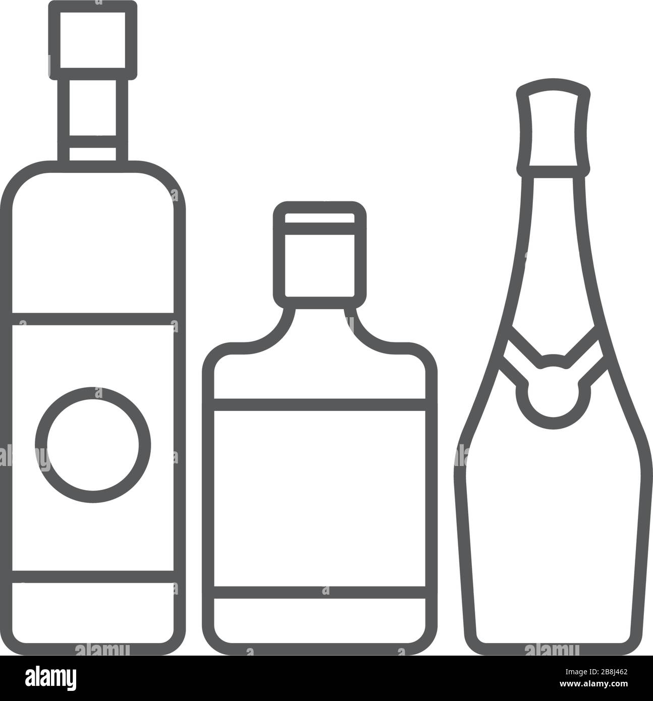 Alcohol beverage bottles vector icon symbol isolated on white ...