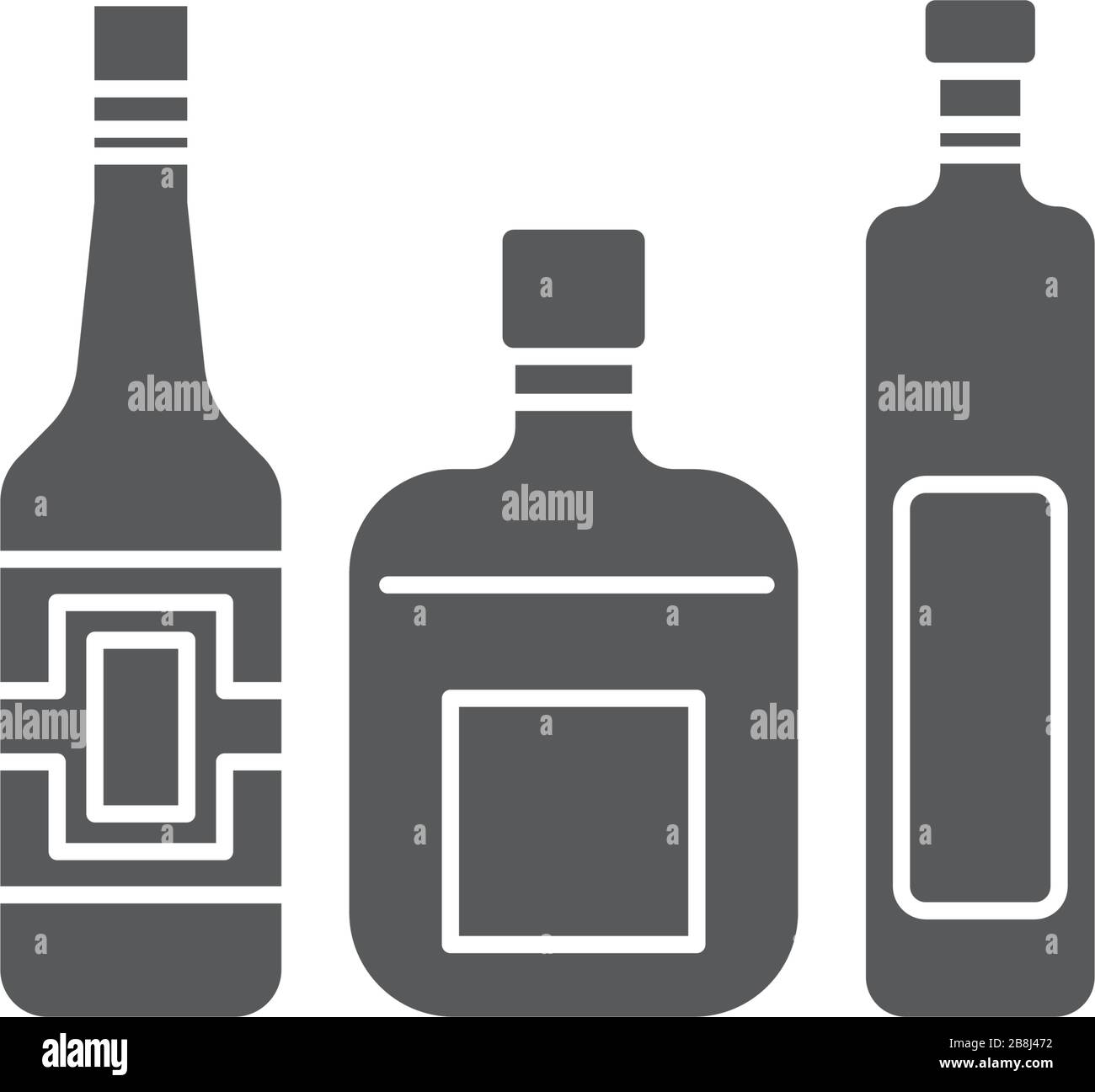 Alcohol beverage bottles vector icon symbol isolated on white ...